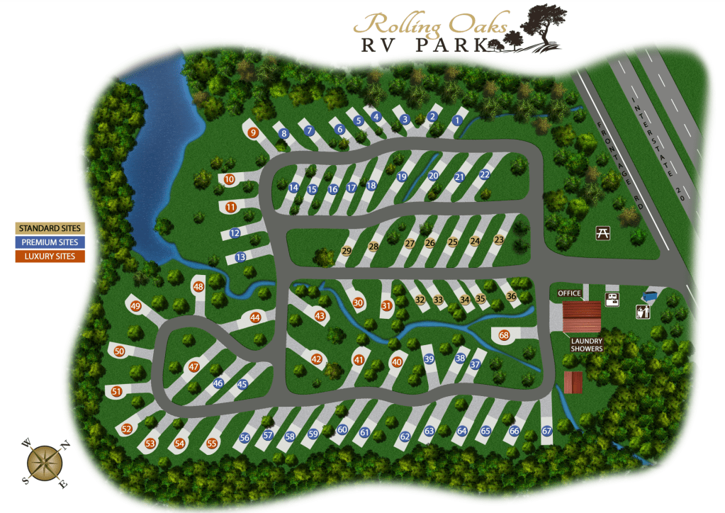 Park Map | Rolling Oaks RV Park